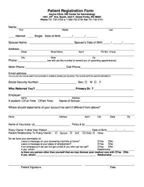 Fillable Online auroraclinic Patient Registration Form - Aurora Clinic ...