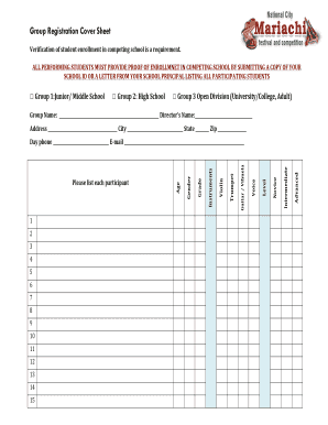 Fillable Online Group Registration Cover Sheet Fax Email Print - pdfFiller