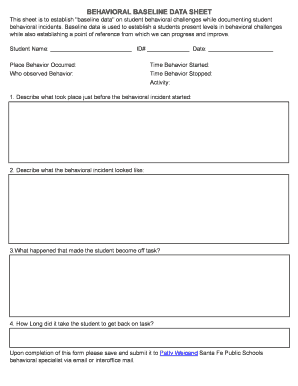 Fillable Online sfpsess Place Behavior Occurred Time Behavior Started Fax Email Print - pdfFiller