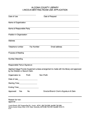 Fillable Online library alcona lib mi ALCONA COUNTY LIBRARY LINCOLN ...