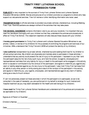 Fillable Online trinityfirstschool TRINITY FIRST LUTHERAN SCHOOL ...