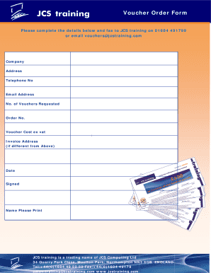 Fillable Online JCS training Voucher Order Form Fax Email Print - pdfFiller