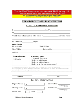 Fillable Online TERM DEPOSIT APPLICATION FORM - bCoopLagb Fax Email ...