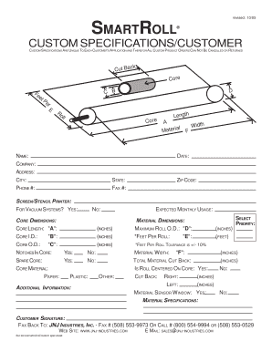 Fillable Online SMT Custom Roll Spec Sheet SMT Custom Roll Spec Sheet ...