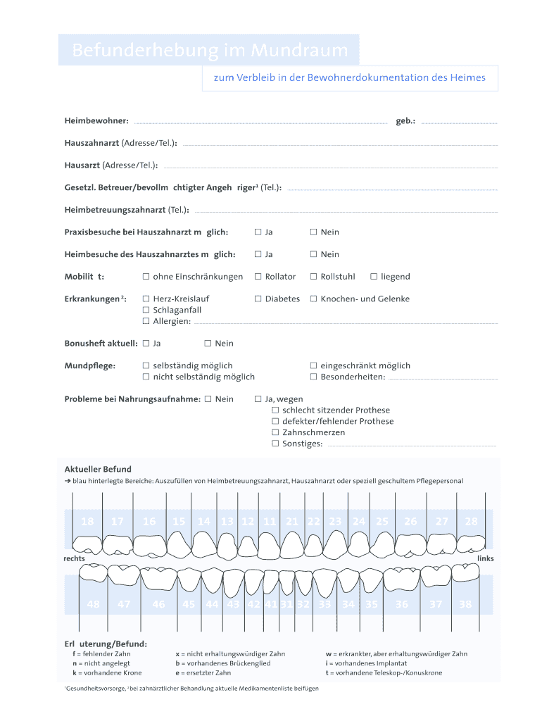 Ausfüllbar Online agz-rnk Befunderhebung im Mundraum - Aktuelles Fax ...
