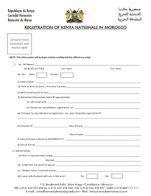 Fillable Online Kenya Citizen Registration Form - Kenya Consulate ...