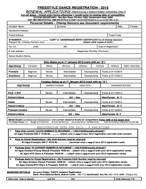 Fillable Online fadr co 2015 Freestyle Renewal Registration Form - fadr ...