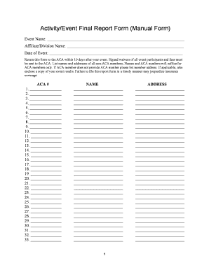 Fillable Online ActivityEvent Final Report Form Manual Form Fax Email ...