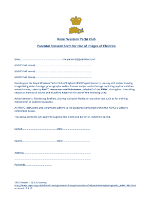 Fillable Online rwyc Media Consent form 2013 - Royal Western Yacht Club ...