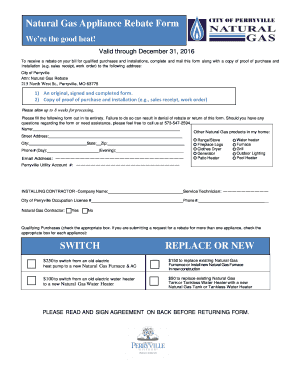 Fillable Online Natural Gas Appliance Rebate Form - City of Perryville ...