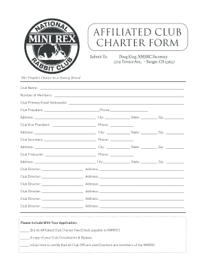 Fillable Online nmrrc M CHARTER FORM - THE NATIONAL MINI REX CLUB ...
