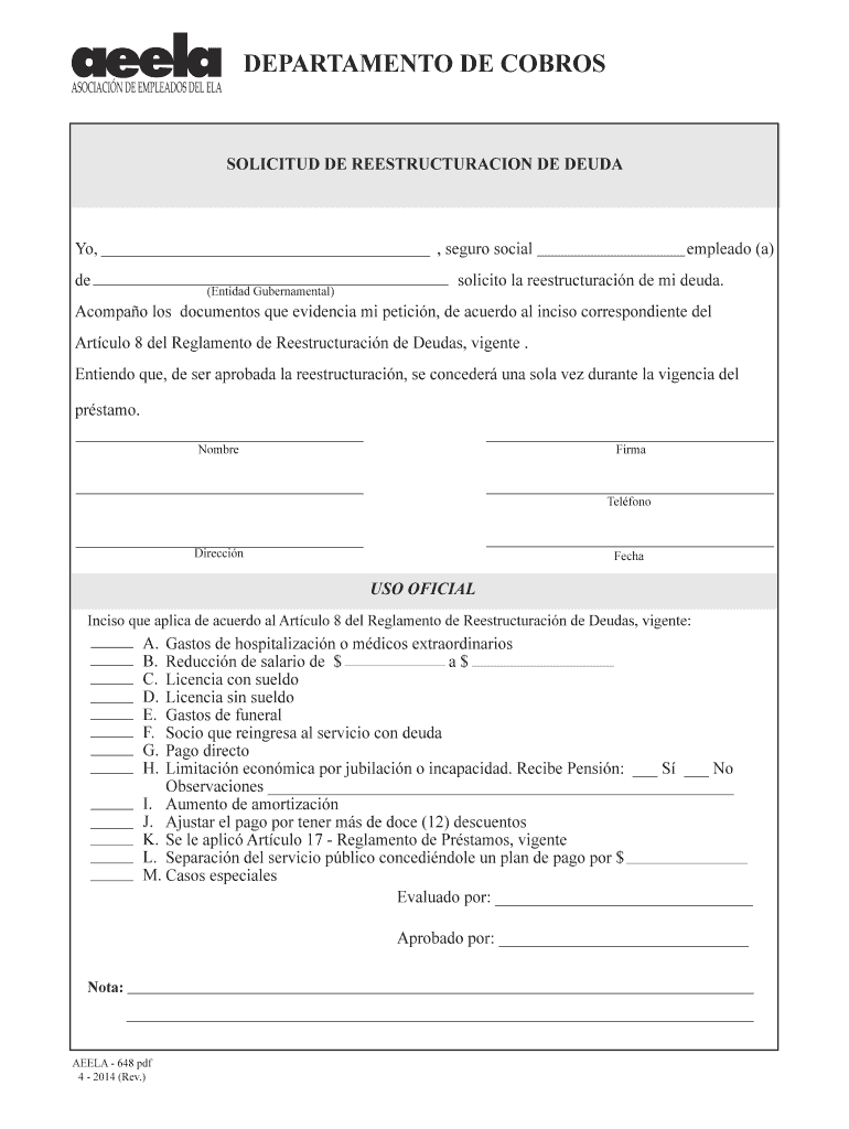 2014-2025 con los campos en blanco PR AEELA-648 El formulario se puede ...