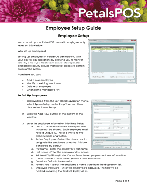Fillable Online Employee Setup Guide - bPetalsb bExchangeb Fax Email Print - pdfFiller