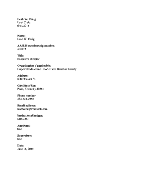 Fillable Online learn aaslh Leah W. Craig AASLH membership number ...