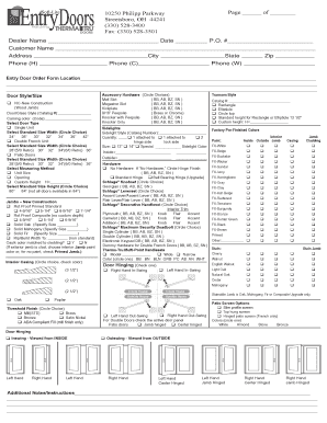 Fillable Online Electronic Entry Door Order Form 9-10 Fax Email Print ...