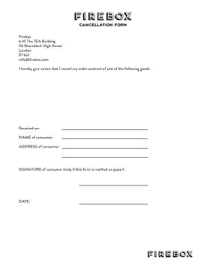 Fillable Online CANCELLATION FORM - bFireboxbbcomb Fax Email Print ...