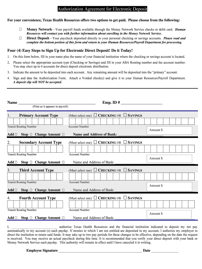 Fillable Online THR DIRECT DEPOSIT FORMdoc Fax Email Print - pdfFiller