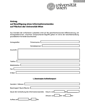 Ausfüllbar Online event univie ac Antrag auf Bewilligung eines Informationsstandes auf Fax Email ...