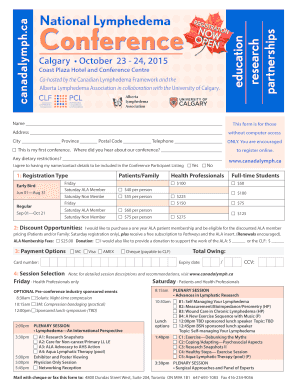 Fillable Online canadalymph National Lymphedema Conference - Canada Lymphedema Framework ...