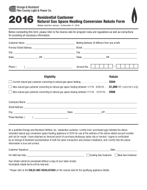 Fillable Online 2016 Residential Customer Natural Gas Space Heating ...