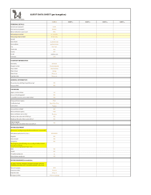 Fillable Online GUEST DATA SHEET per bungalow - RAJA4DIVERS Fax Email ...