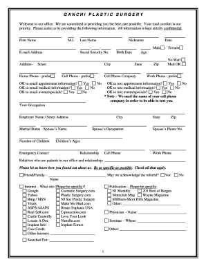 Fillable Online To download our Patient Forms. - Ganchi Plastic Surgery ...