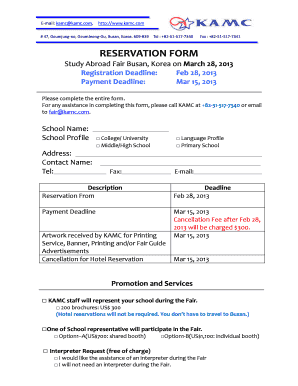 Fillable Online RESERVATION FORM - Busan.doc Fax Email Print - pdfFiller