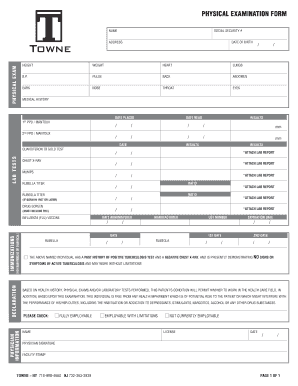 Fillable Online PHYSICAL EXAMINATION FORM - Nurse Staffing Agency Fax ...