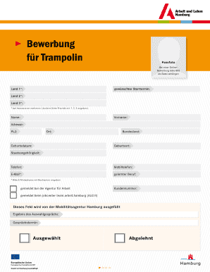 Fillable Online Bewerbungsformular fu r Trampolin Fax Email Print ...