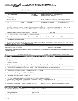 Fillable Online Voluntary workplace benefits supplemental statement of ...