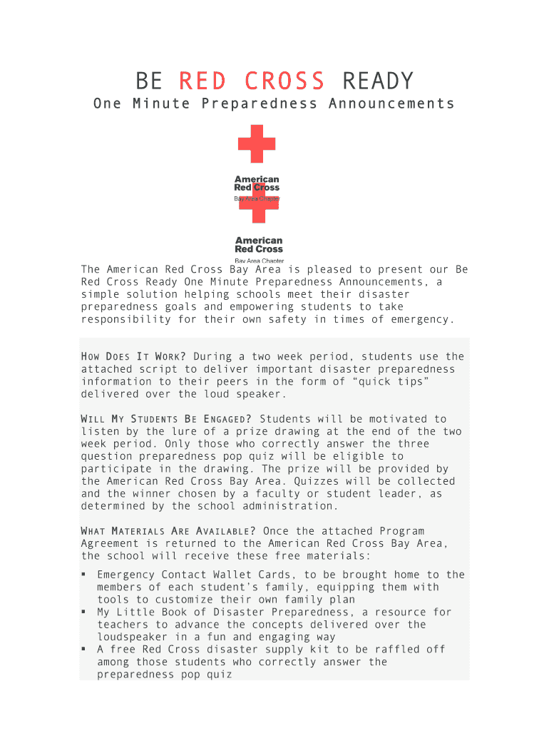 Fillable Online 1868alliance Red Cross One Minute Preparedness ...