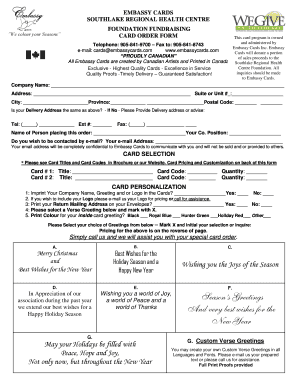 Fillable Online EMBASSY CARDS SOUTHLAKE REGIONAL HEALTH CENTRE ...