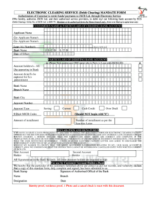 Fillable Online jscb gov ELECTRONIC CLEARING SERVICE Debit Clearing ...