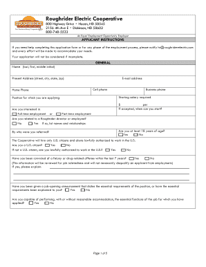 Fillable Online Job application form - Roughrider Electric Cooperative Fax Email Print - pdfFiller