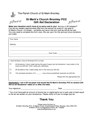 Fillable Online stmarksbromley co St Mark's Church Bromley PCC Gift Aid ...
