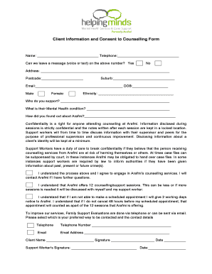 Fillable Online helpingminds org Client Information and Consent to ...