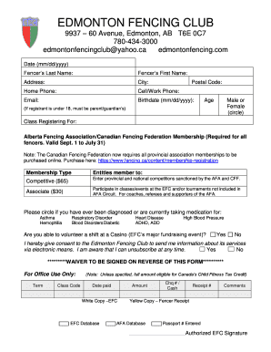 Fillable Online EDMONTON FENCING CLUB Fax Email Print - pdfFiller