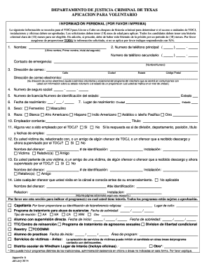 Fillable Online Appendix A: TDCJ Volunteer Application (Spanish ...
