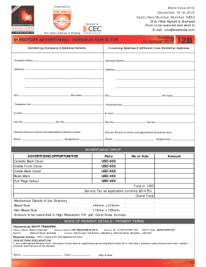 Fillable Online Form 2B - Directory Advertising - Overseas Exhibitor ...