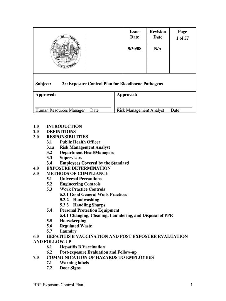 Fillable Online Exposure Control Plan2006 Fax Email Print - pdfFiller