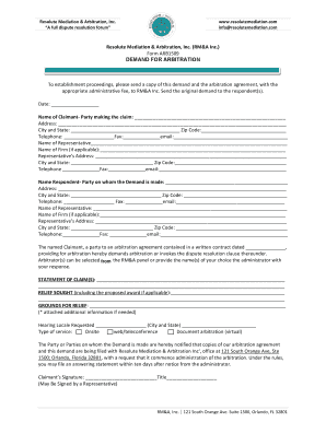 Fillable Online Demand_for_Arbitration - Resolute Mediation ...