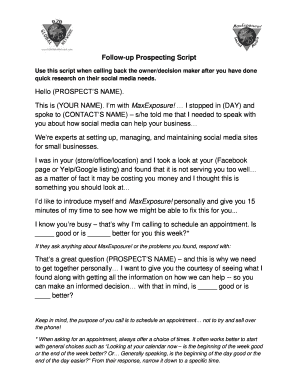 Fillable Online b2bglobalnetwork Follow-up Prospecting Script ...
