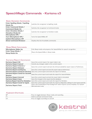 Fillable Online SpeechMagic Commands - Karisma v3 Fax Email Print ...