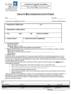 Fillable Online longbeachcf Grant Recommendation Form 07-09-12 Fax ...