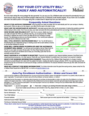 Fillable Online Pay your city utility bill* easily and automatically ...