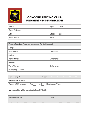 Fillable Online concordfencingclub CFC front page Fax Email Print ...