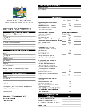Fillable Online Electrical permit application for inspections contact ...
