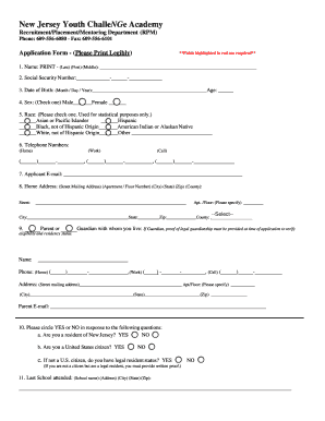 Fillable Online nj NJYCA Cadet Pre-Application Fax Email Print - pdfFiller