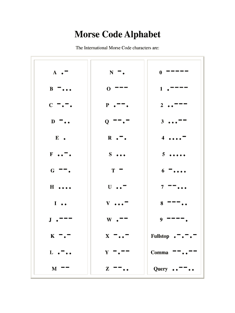 Fillable Online Morse Code Alphabet Fax Email Print - pdfFiller