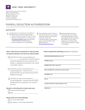 Fillable Online nyu Payroll deduction authorization 1 3 2 - New York University Fax Email Print ...